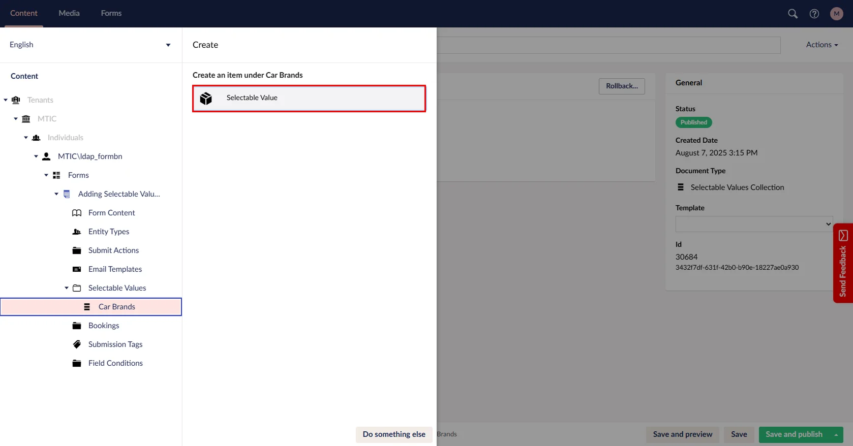 Adding Selectable Values
