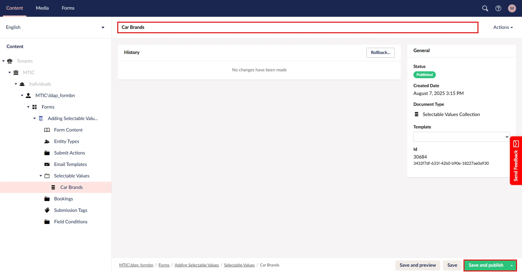 Adding Selectable Values